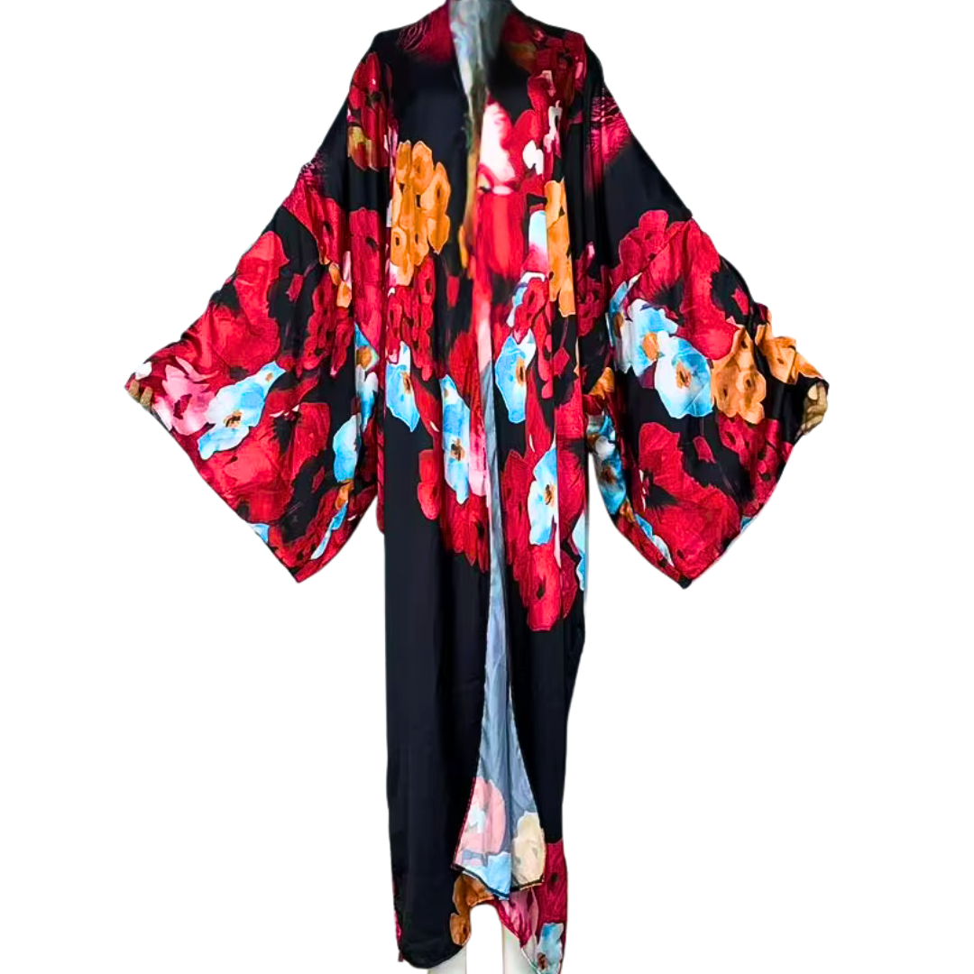 Fire & Ice Floral Kimono – Robe Kimono